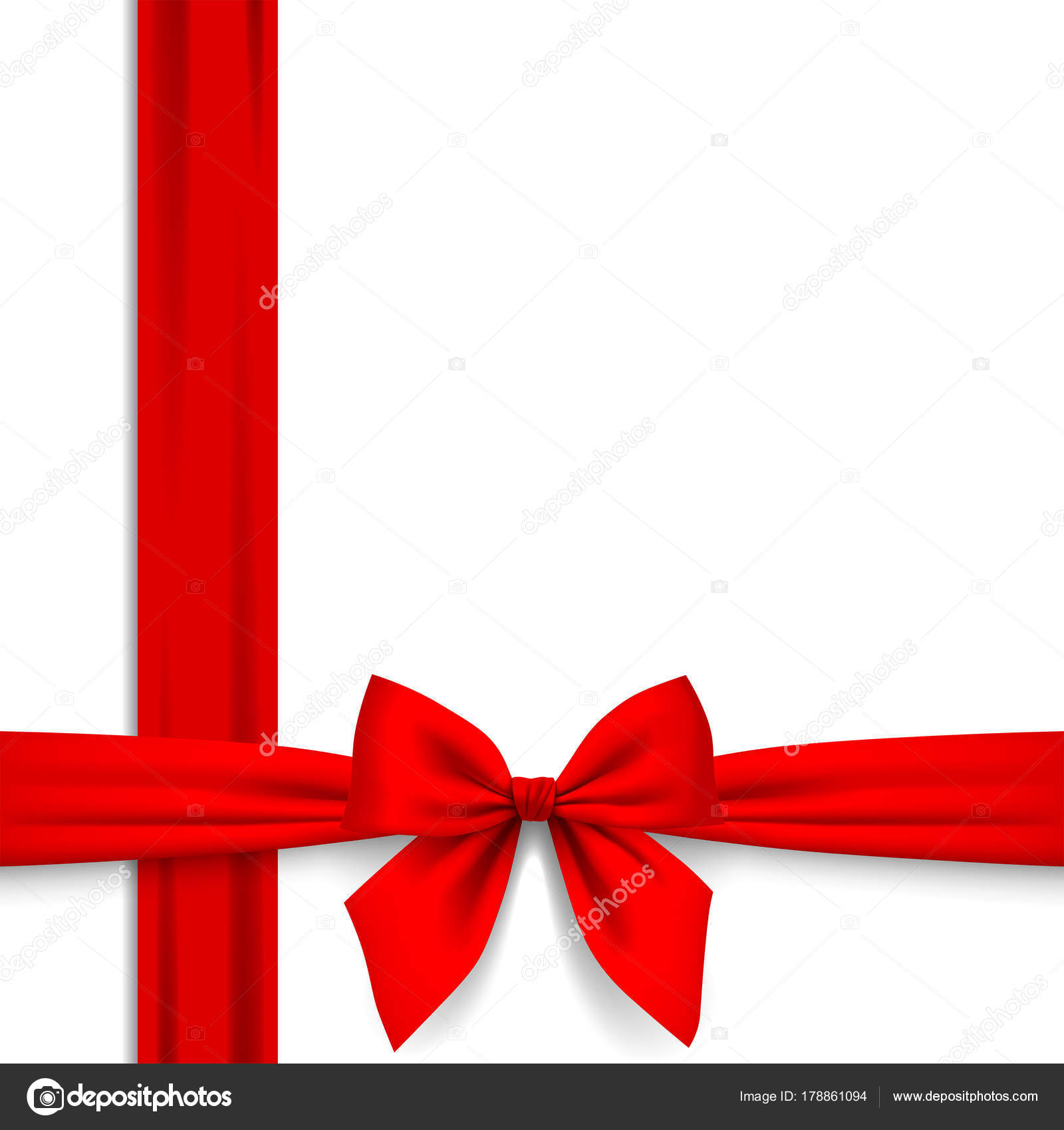 Frame of red ribbon and bow isolated on white background Stock Vector ...