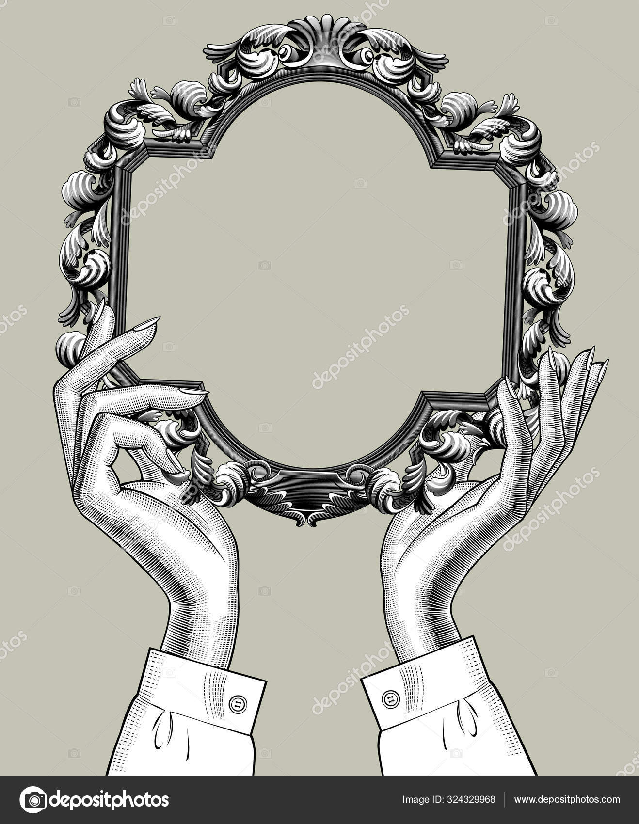 Female hands holding a baroque decorative frame Stock Vector Image by ...