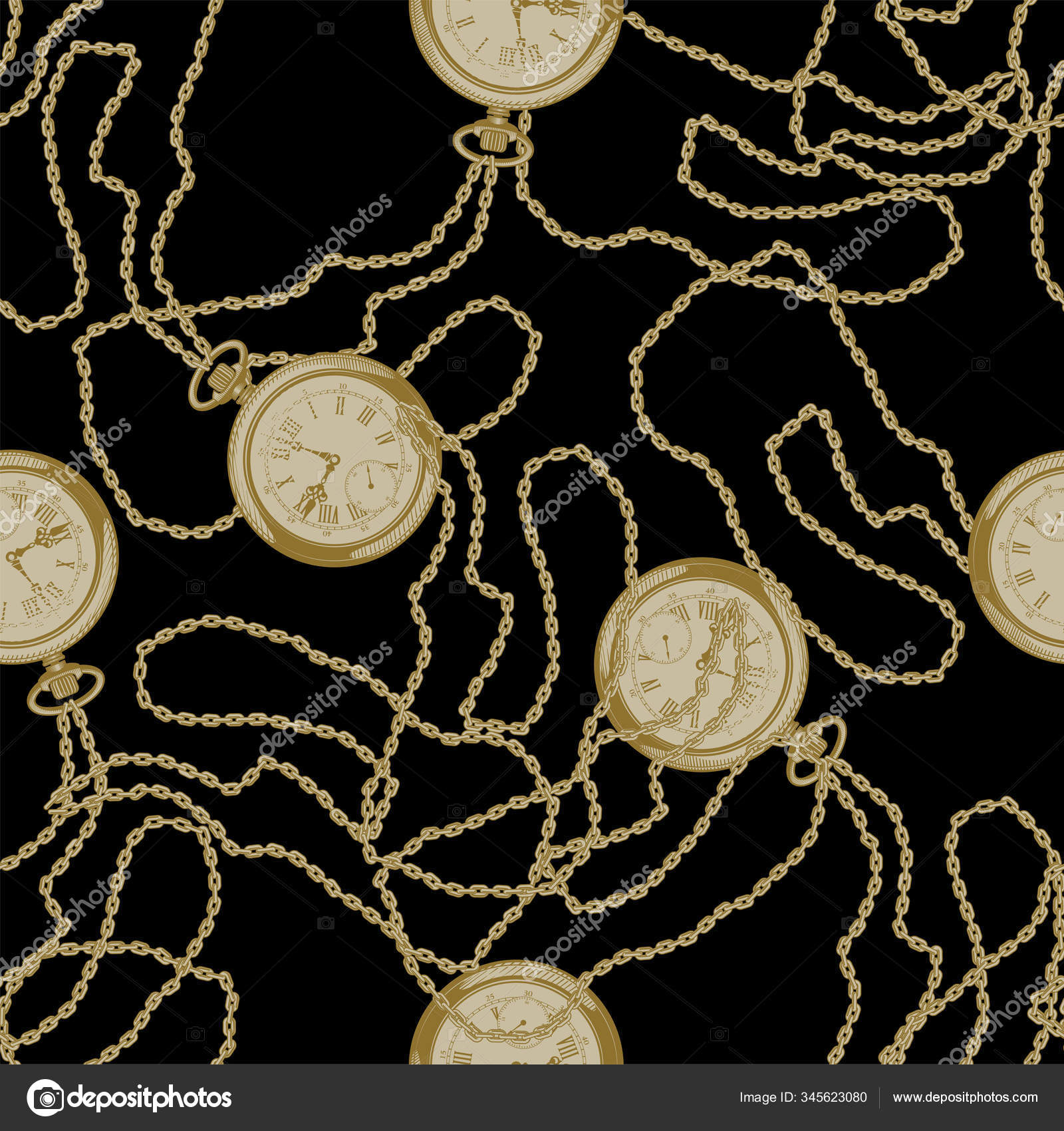 Seamless backgrounds with old clock. Stock Vector by ©maystra 345623080