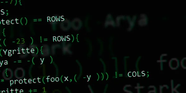 Software developer programming code. Abstract modern virtual computer ...