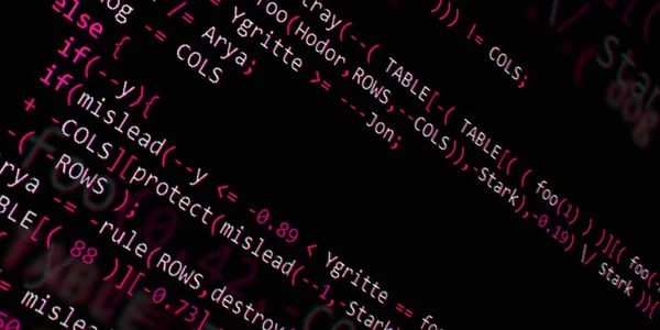 Software developer programming code. Abstract modern virtual computer script. Work of software ...