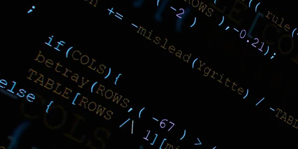 Software developer programming code. Abstract modern virtual computer script. Work of software ...