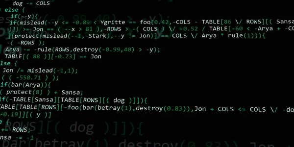 Software developer programming code. Abstract modern virtual computer ...