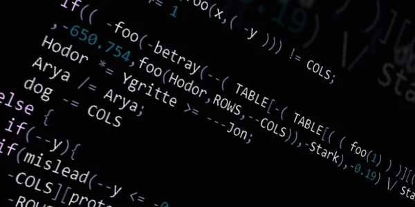 Software developer programming code. Abstract modern virtual computer ...