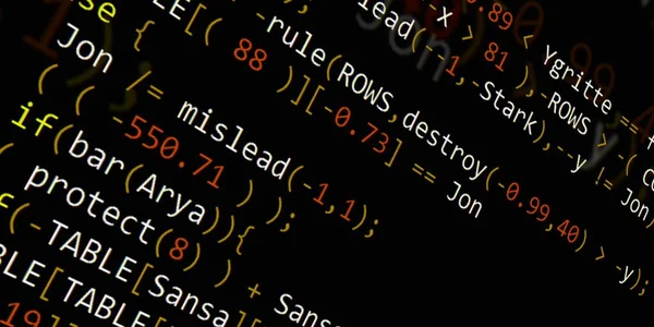 Software developer programming code. Abstract modern virtual computer ...