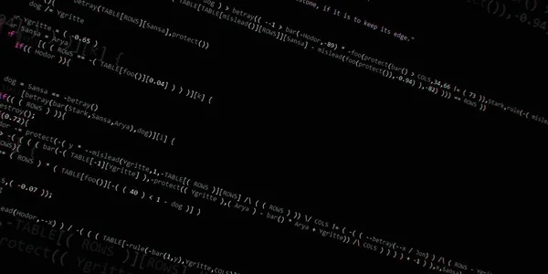 Software developer programming code. Abstract modern virtual computer ...