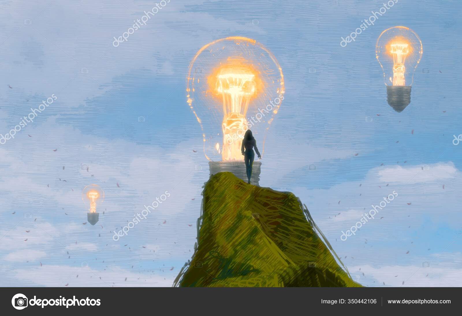 Abstract Background Human Silhouette Light Bulbs Stock Photo by ...