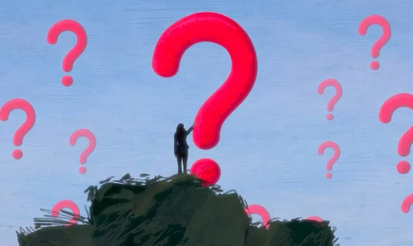 Abstract background with human silhouette and question marks - Stock ...