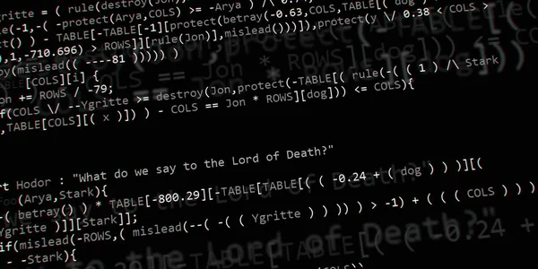 Software developer programming code. Abstract modern virtual computer script. Work of software ...