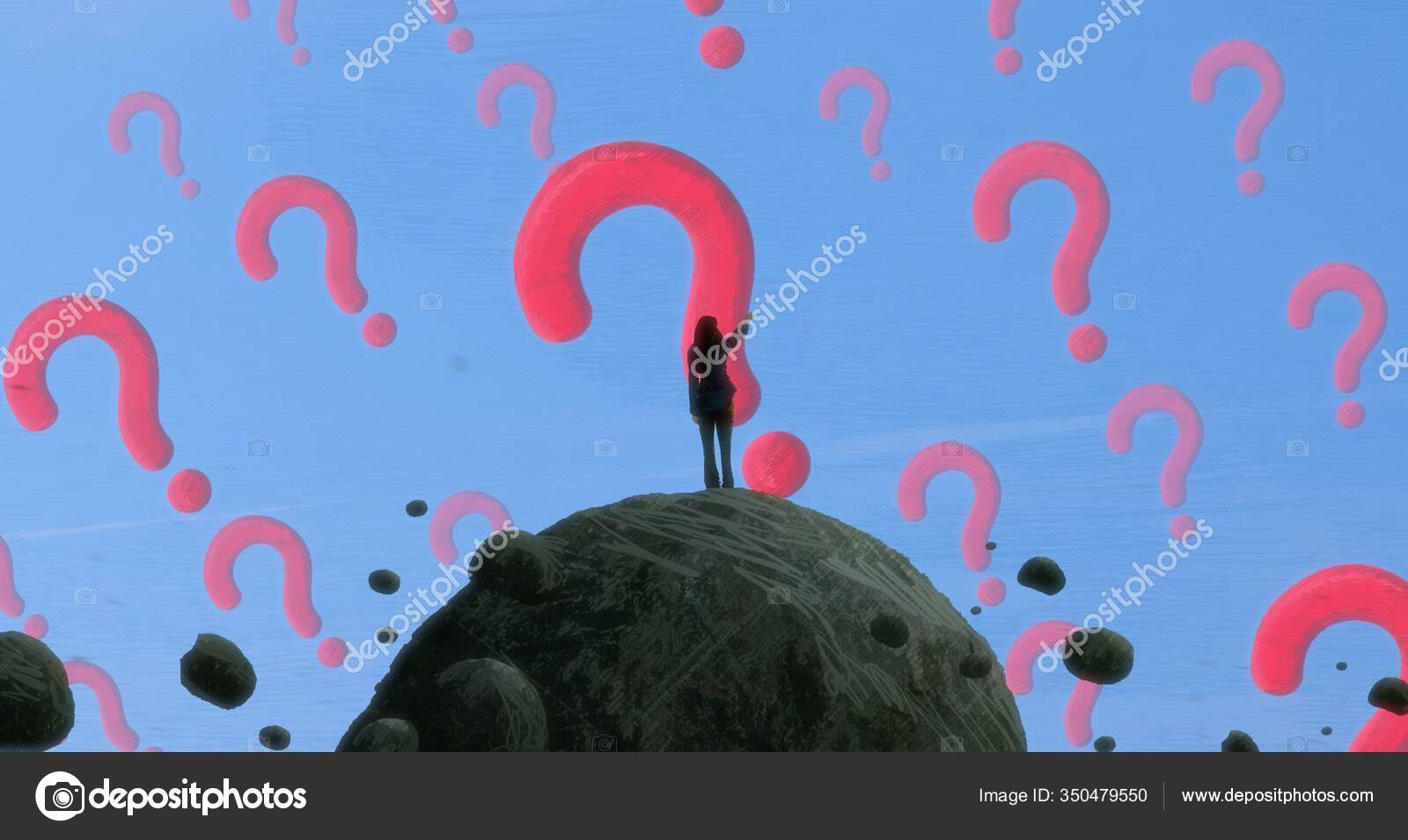 Abstract Background Human Silhouette Question Marks — Stock Photo ...