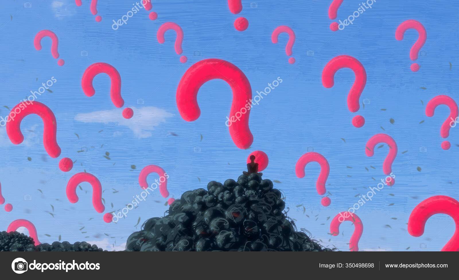Abstract Background Human Silhouette Question Marks — Stock Photo ...