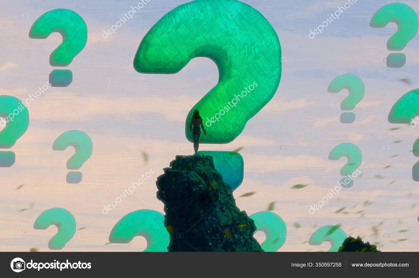 Abstract Background Human Silhouette Question Marks Stock Photo by ...