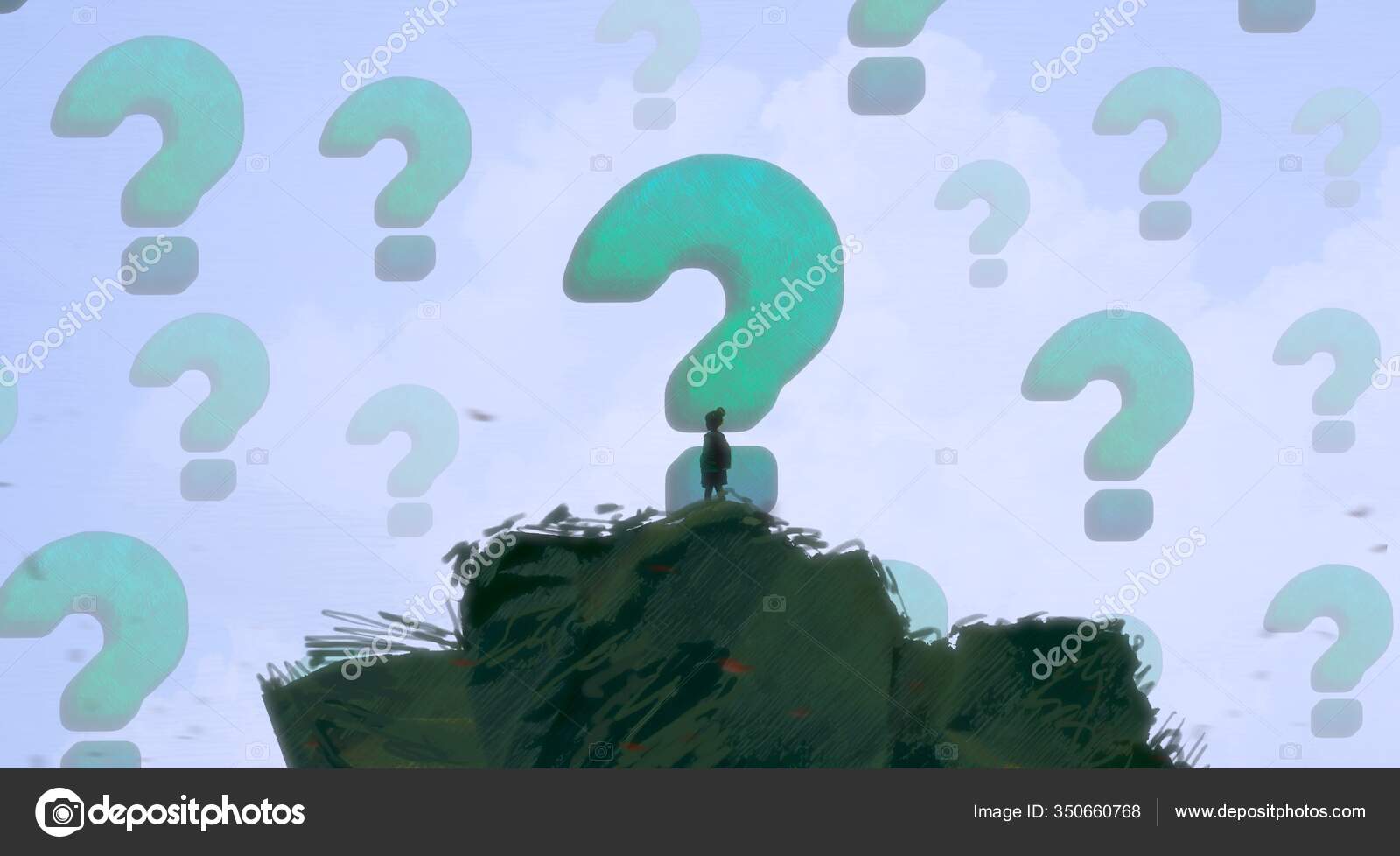 Abstract Background Human Silhouette Question Marks Stock Photo by ...