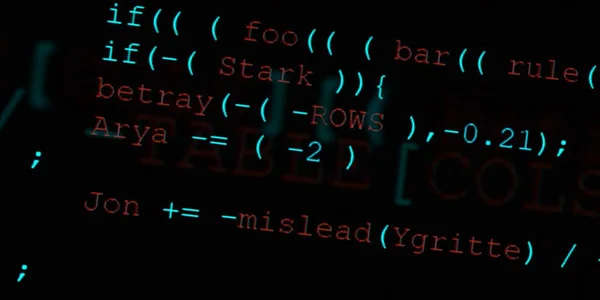 Software developer programming code. Abstract modern virtual computer ...