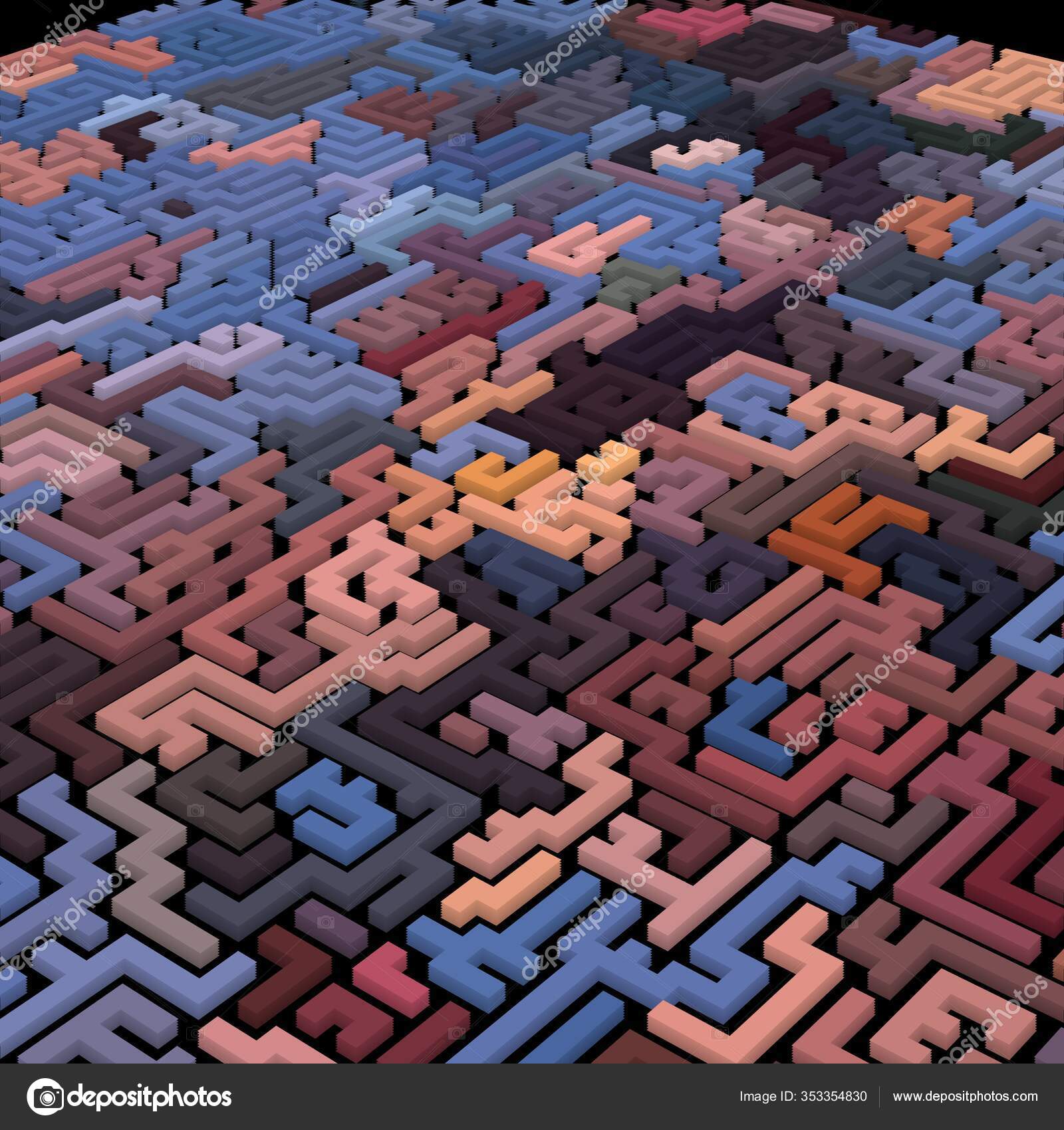 Colorful Labyrinth Background Illustration Copy Space — Stock Photo ...