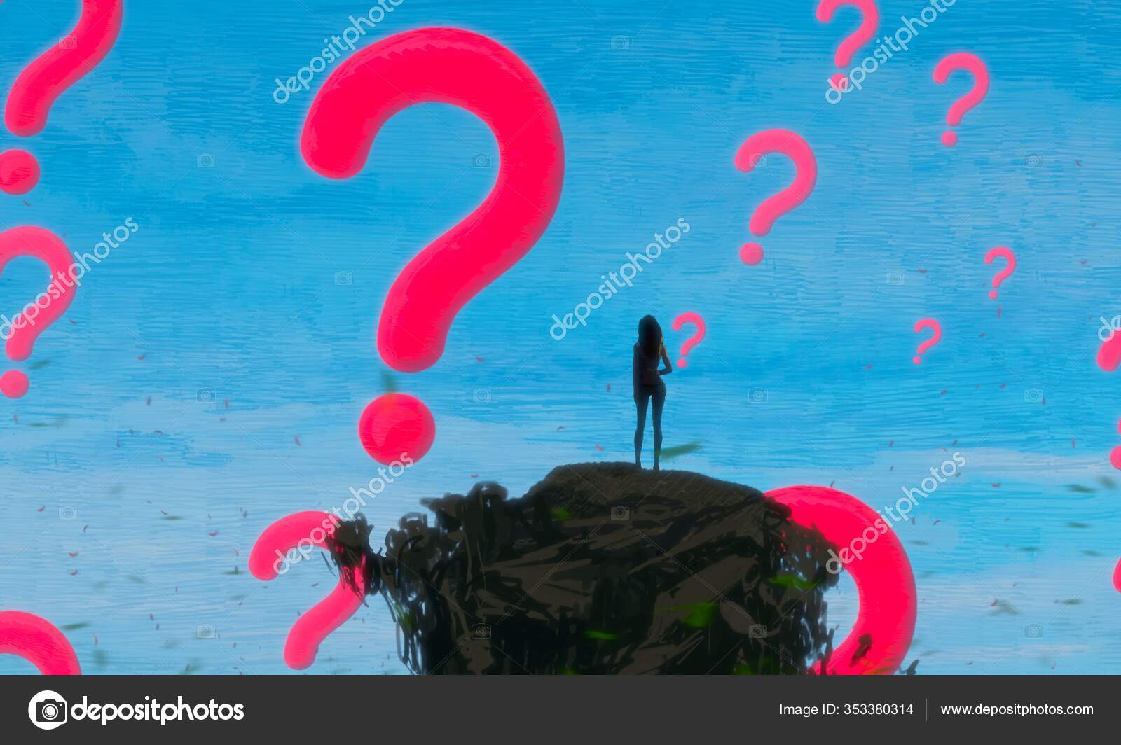 Abstract Background Human Silhouette Question Marks Stock Photo by ...