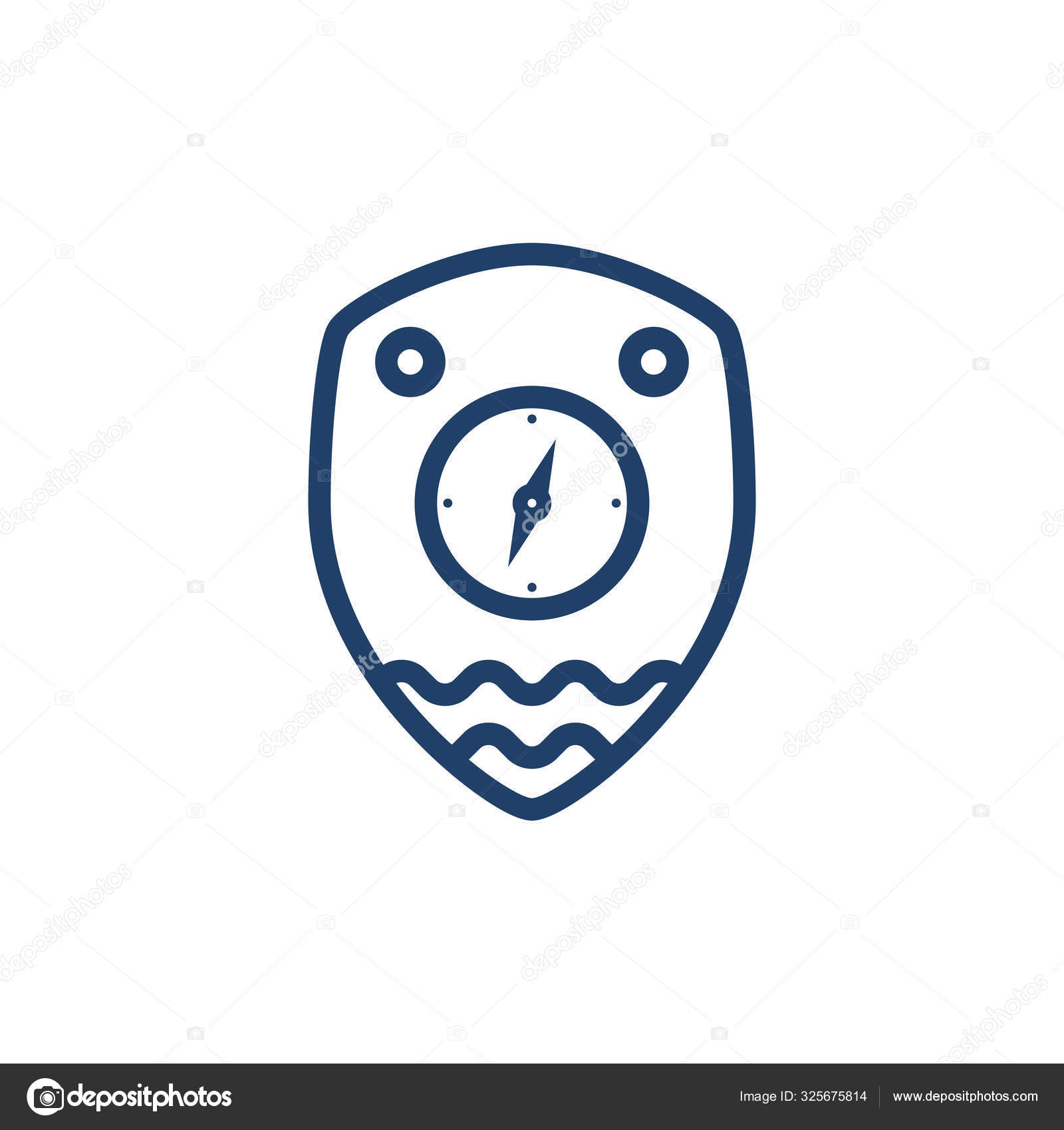 Simple navy marine compass shield outline badge Stock Vector Image by ...