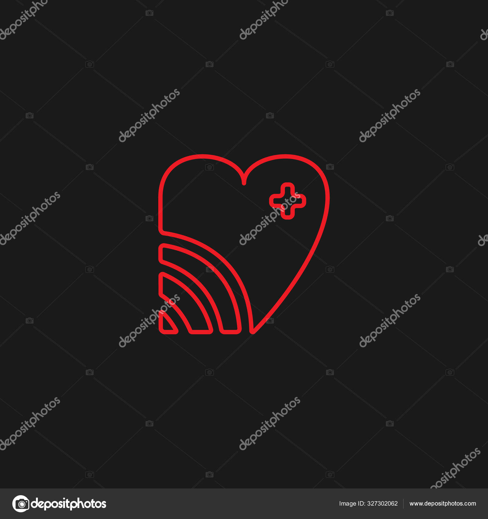 Health connect or feeds heart logo symbol icon in outline style Stock ...