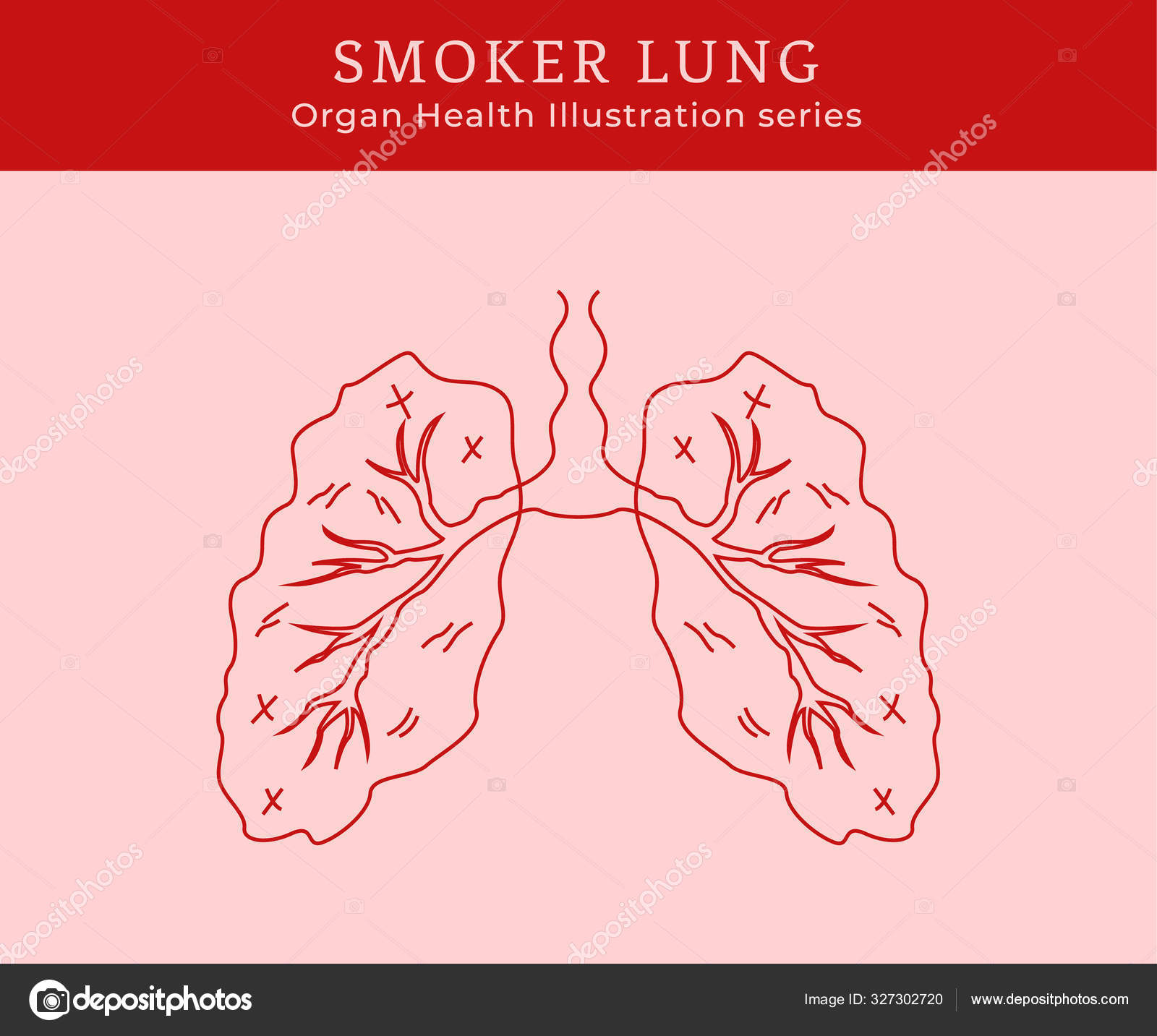 Sick Smoker lung illustration outline line art monoline style Stock ...