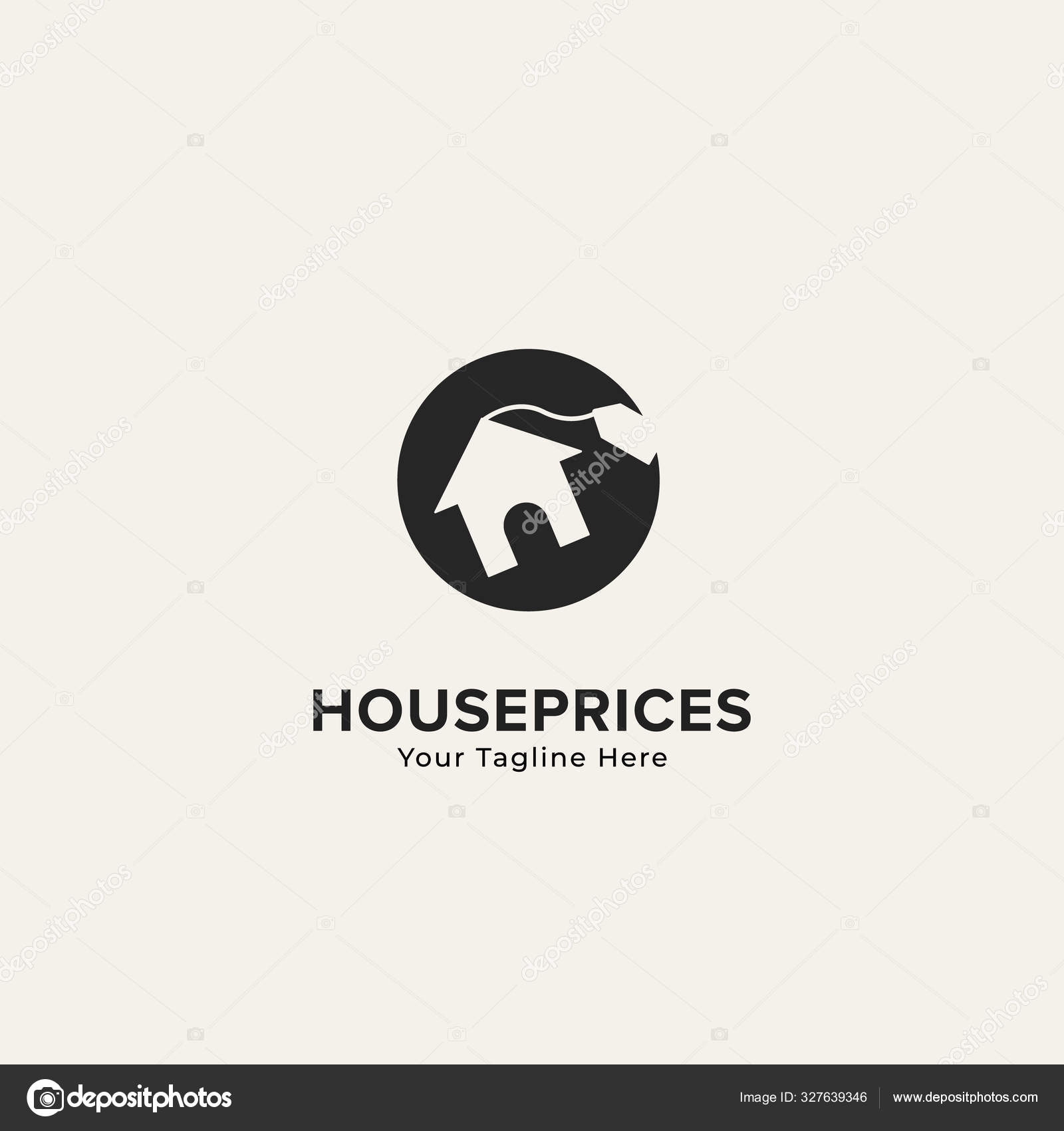 Property home house prices logo with house icon and label tag price ...