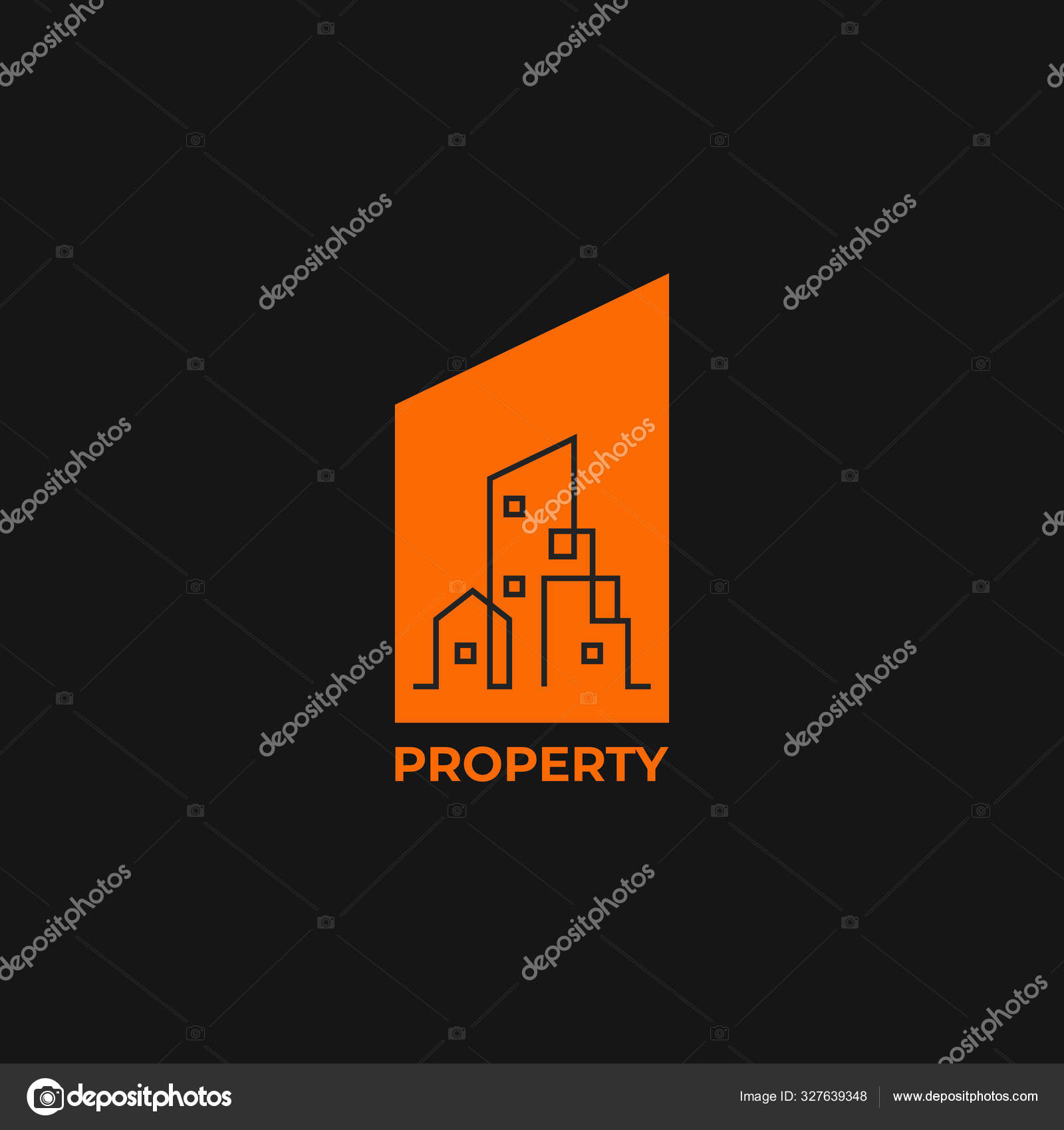 Property Company Logo icon with monoline line building home apartment ...