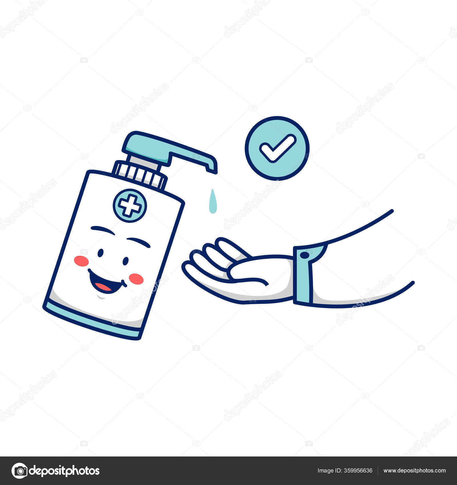 Washing Hand Using Hand Soap Sanitizer Vector Illustration Cartoon ...