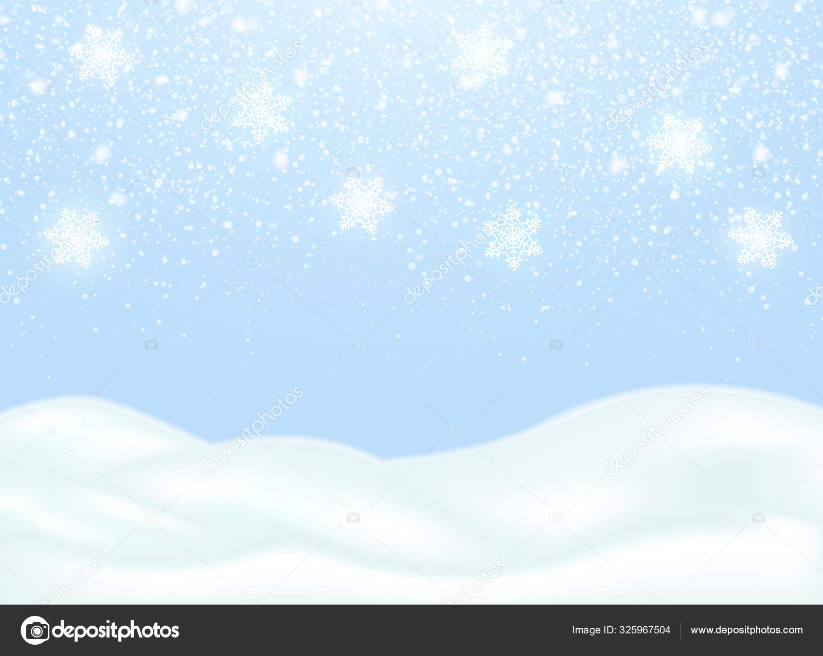 Snowdrift. Frozen lying snow. Falling white snow, snowflakes. Vector ...
