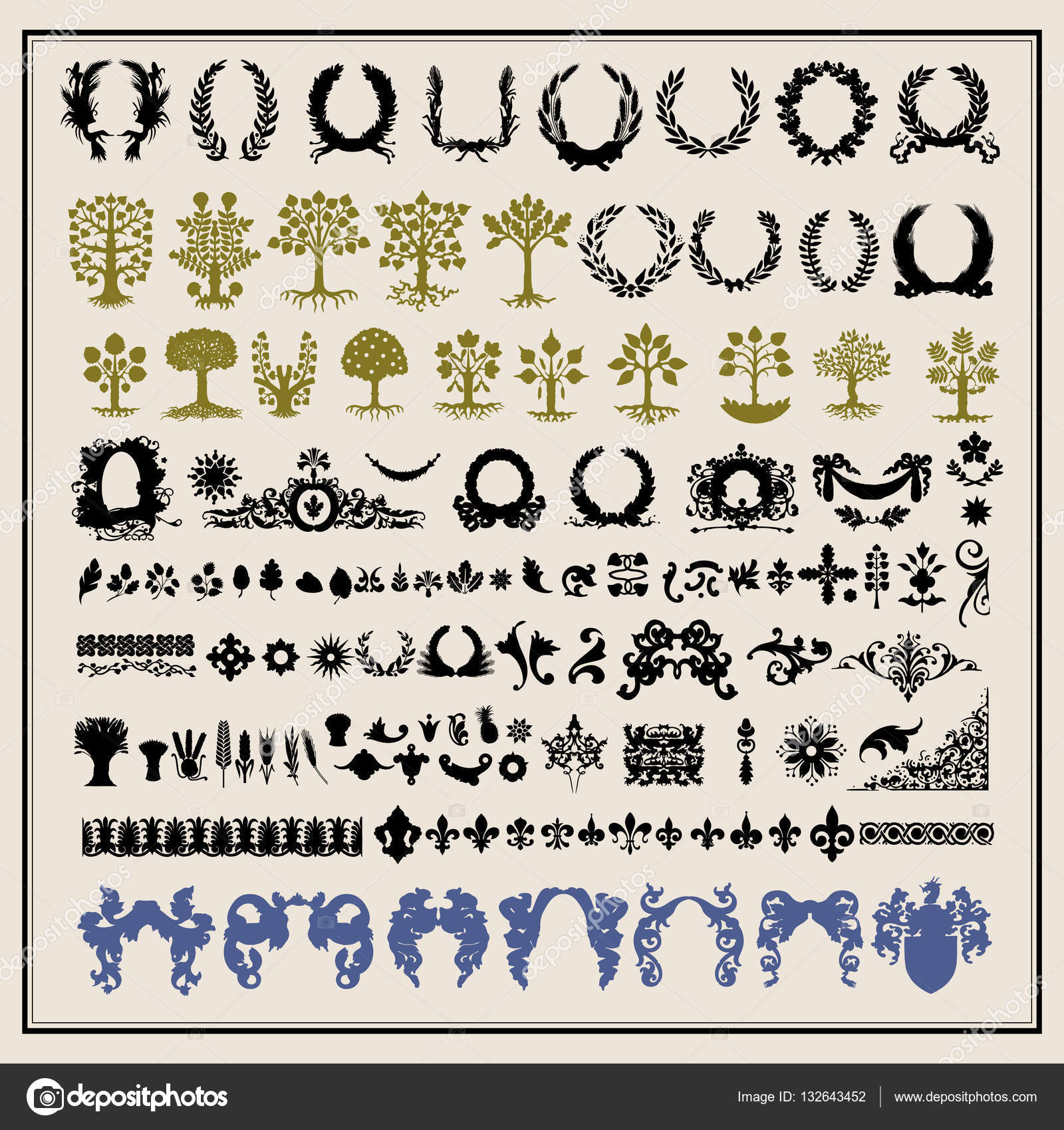 Silhouettes of heraldic design elements Stock Vector by ©pathique 132643452