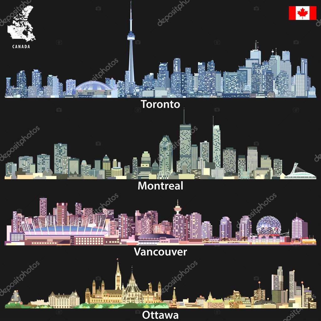 ilustraciones vectoriales de ciudades canadienses Toronto, Montreal ...