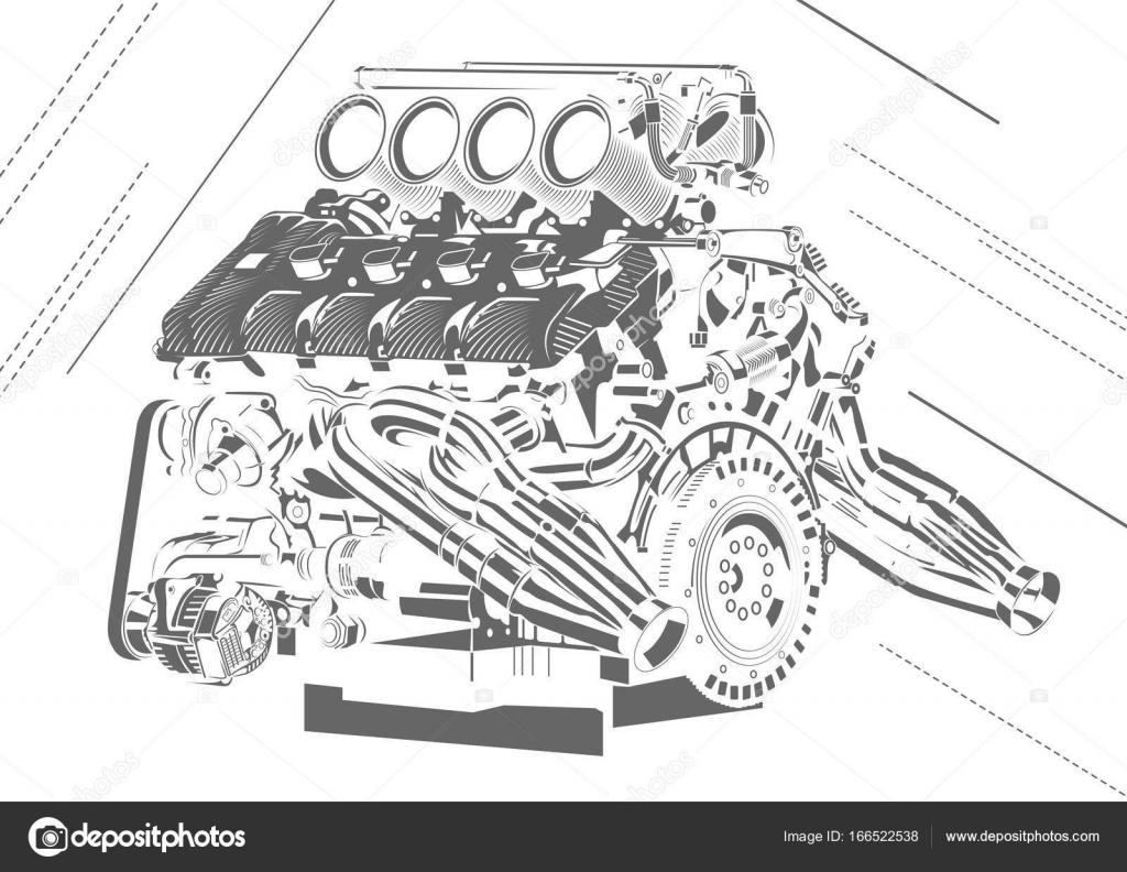 Vector high detailed illustration of abstract engine — Stock Vector ...