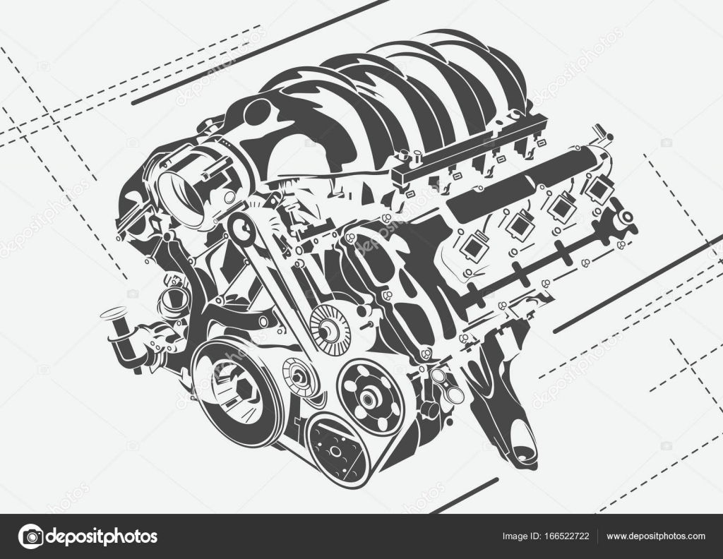 Vector high detailed illustration of abstract engine — Stock Vector ...