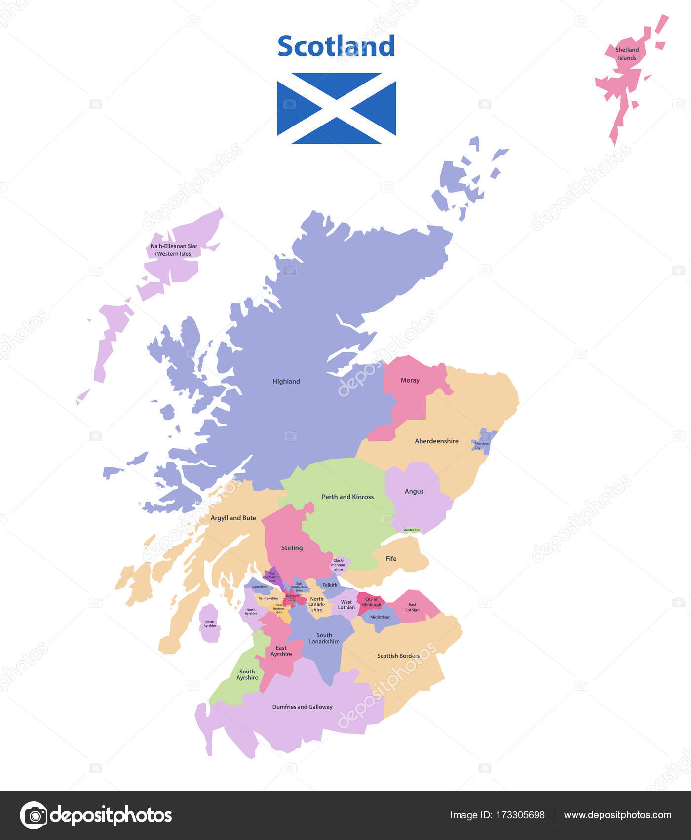 Vector map of Scotland unitary authorities Stock Vector Image by ©Jktu ...
