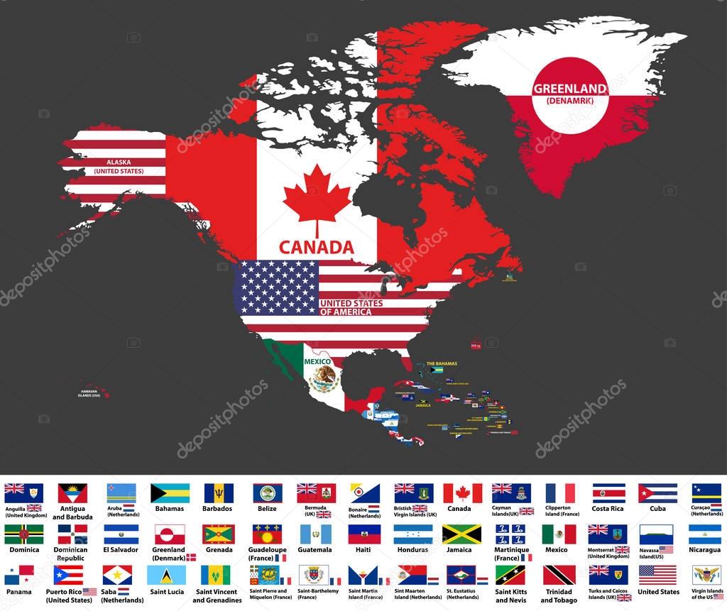 ilustraci n vectorial del mapa de Am rica del Norte (incluye las regiones de Am rica del Norte ...