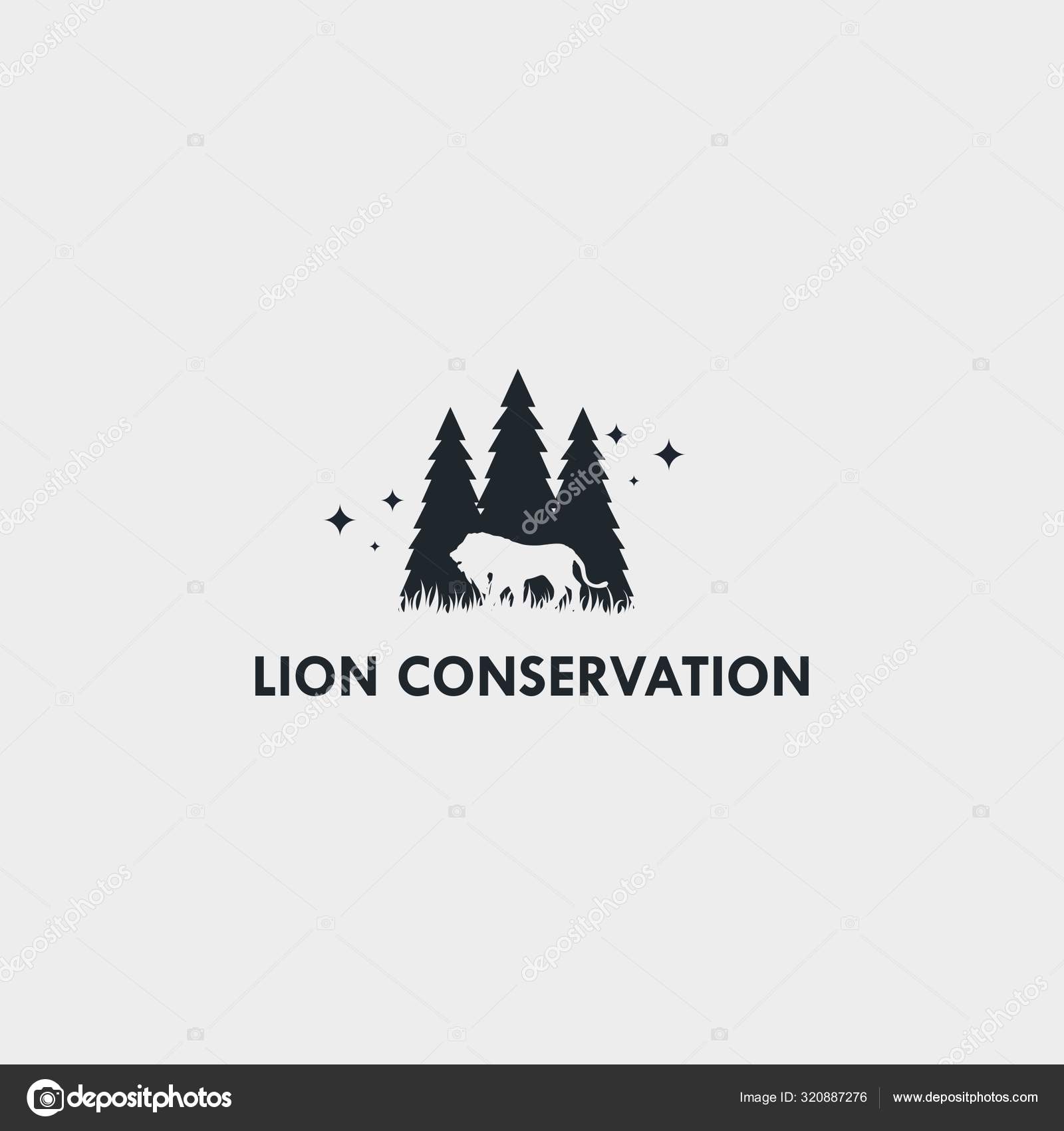 Lion conservation logo design template. Design elements for logo, label ...