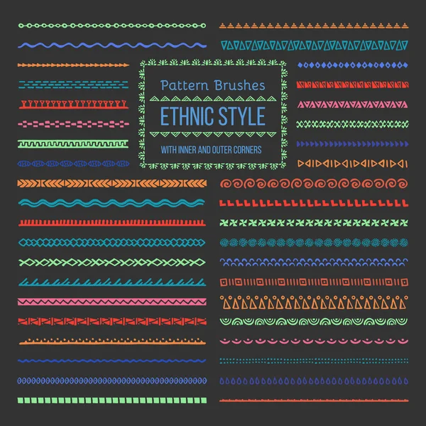 Ethnic hand drawn vector line border set and hipster scribble design ...