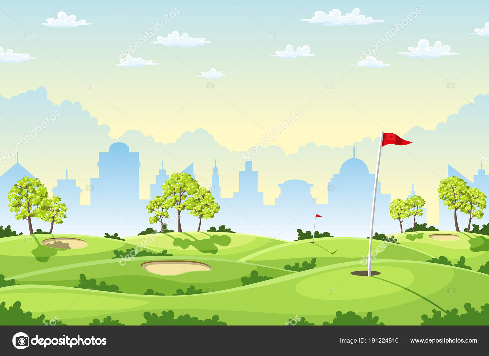 Countryside golf course with flags Stock Vector Image by ©G.Wolf #191224810