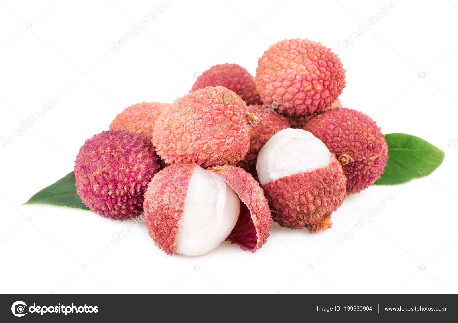 Lychee stack of litchi fruits isolted on white — Stock Photo ...