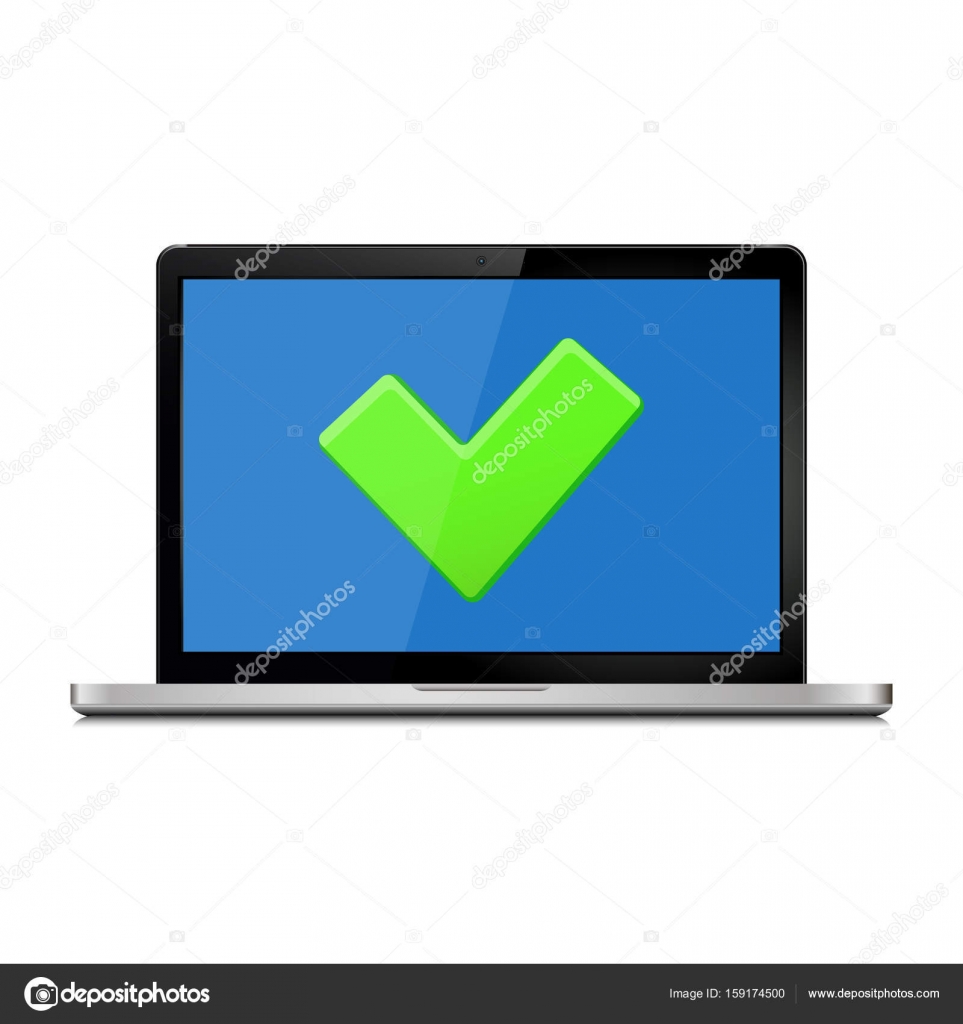 Check mark on laptop screen Stock Vector Image by ©fad82 #159174500