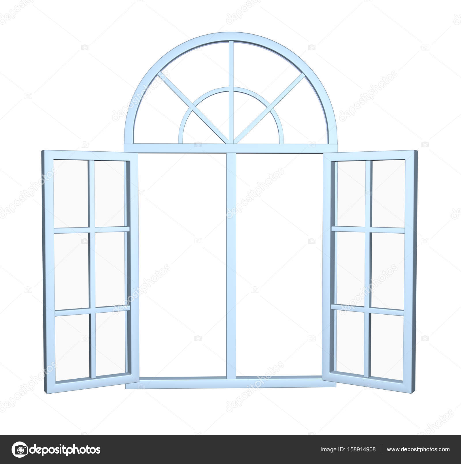 Wide open modern arch window. 3D image isolated on white — Stock Photo ...