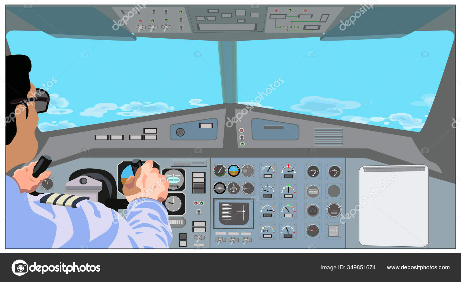 Från Cockpit Ett Flygplan Prioriterad Tavla Cockpit Ett Flygplan Över ...