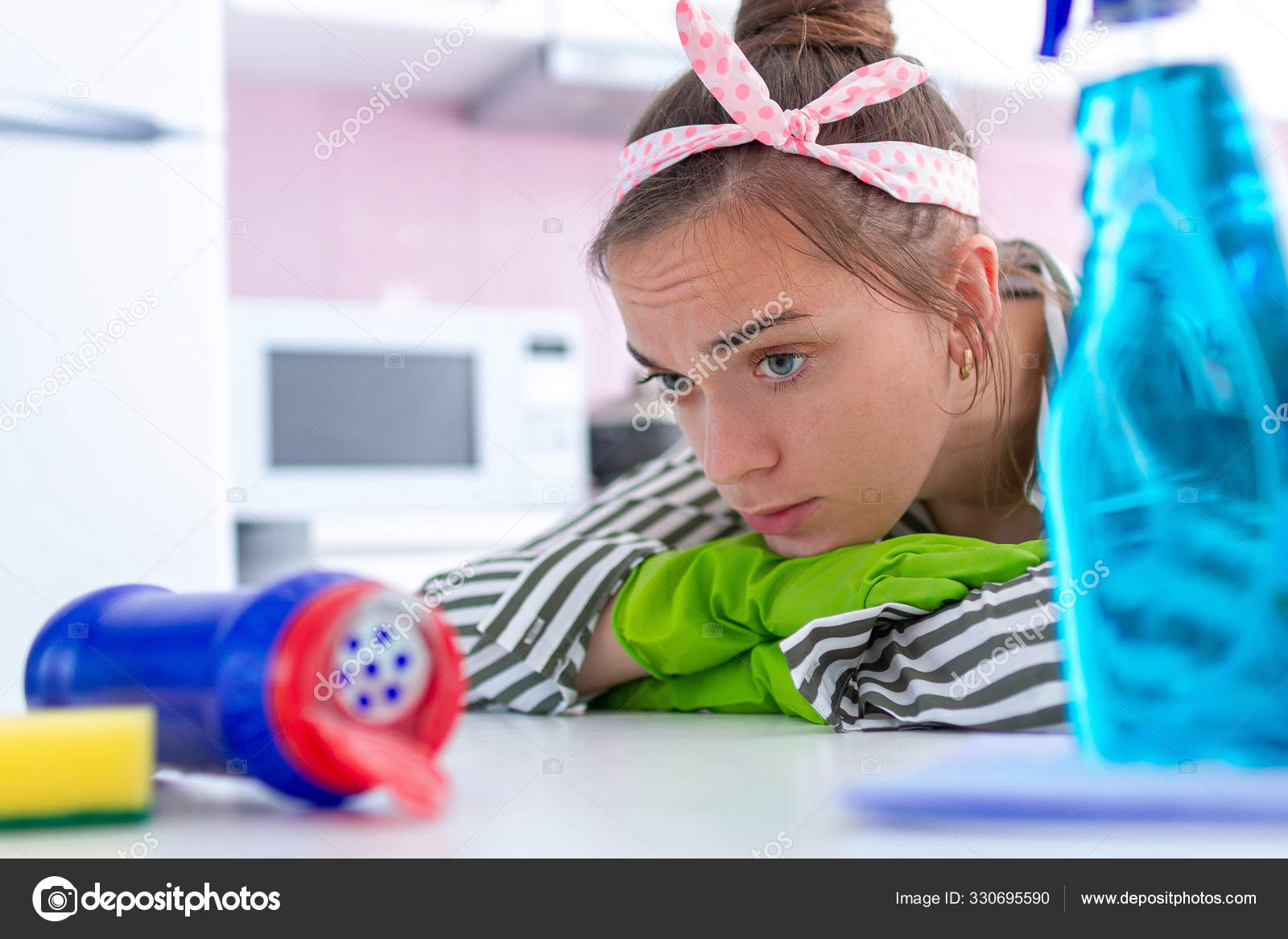 Sad Children Doing Chores