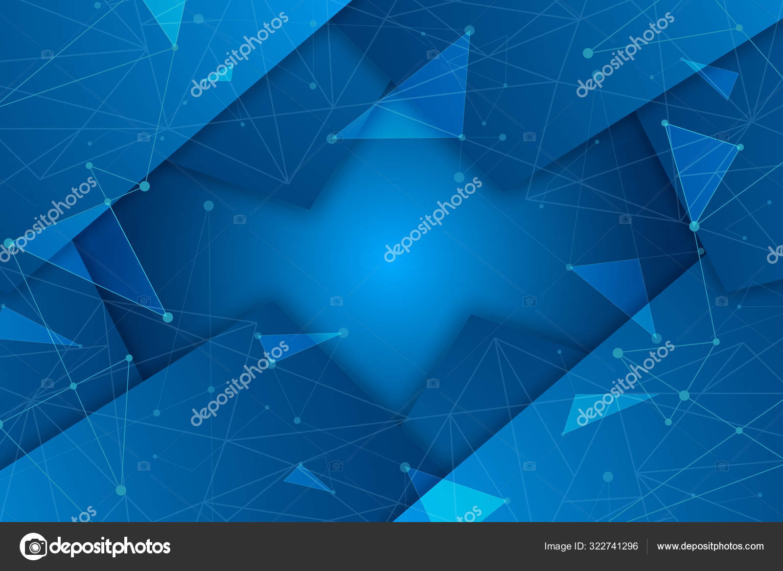 Abstract Blue Geometric Background Triangle Overlay Connection Concept ...