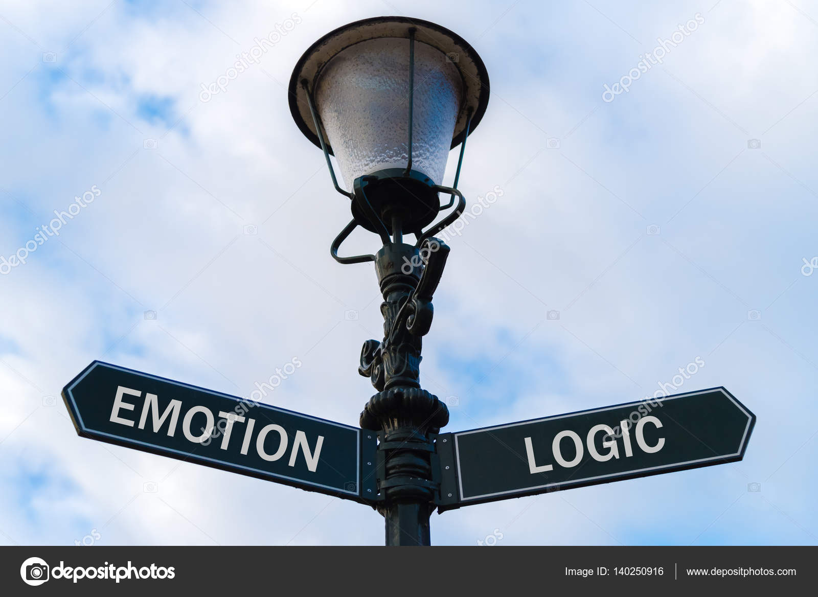 Emotion versus Logic directional signs on guidepost ⬇ Stock Photo ... Emotion versus Logic directional signs on guidepost ⬇ Stock Photo ...