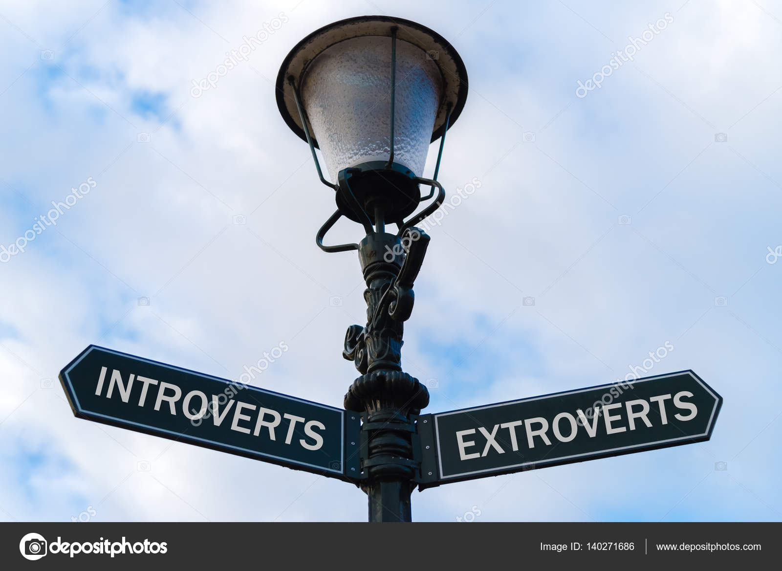 Introverts versus Extroverts directional signs Stock Photo by ...