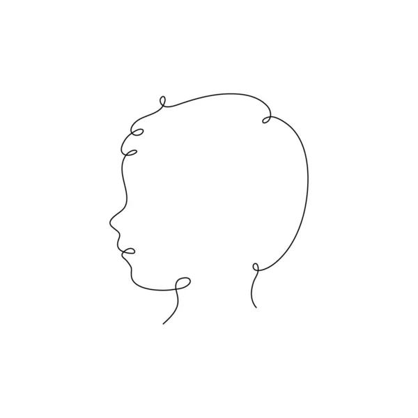 One Line Woman Head Design Silhouette Hand Drawn Minimalism Style Stock ...