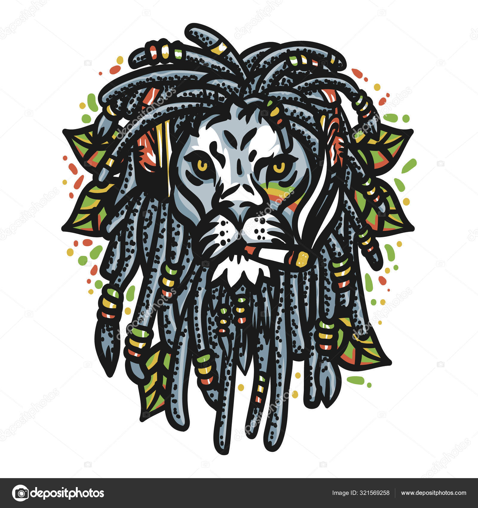 Rasta Lion Outline