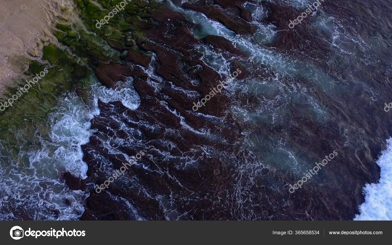 Aerial Lock View Ocean Waves Water Surface Coast Line — Stock Photo ...