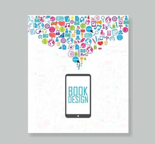 Cover report social network background with media icons, vector Stock ...