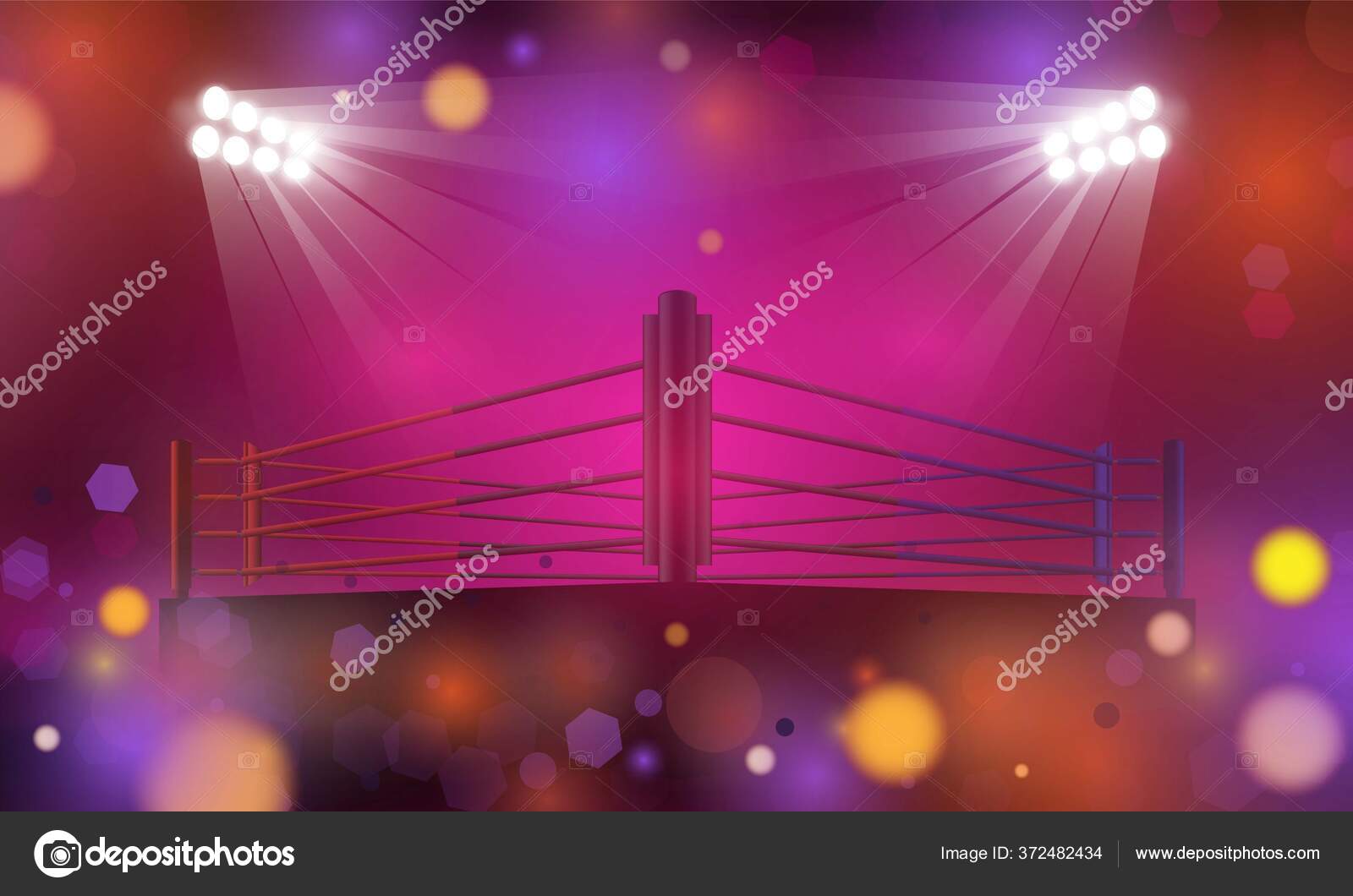 Boxing Ring Arena Spotlight Floodlights Light Bokeh Background Vector ...