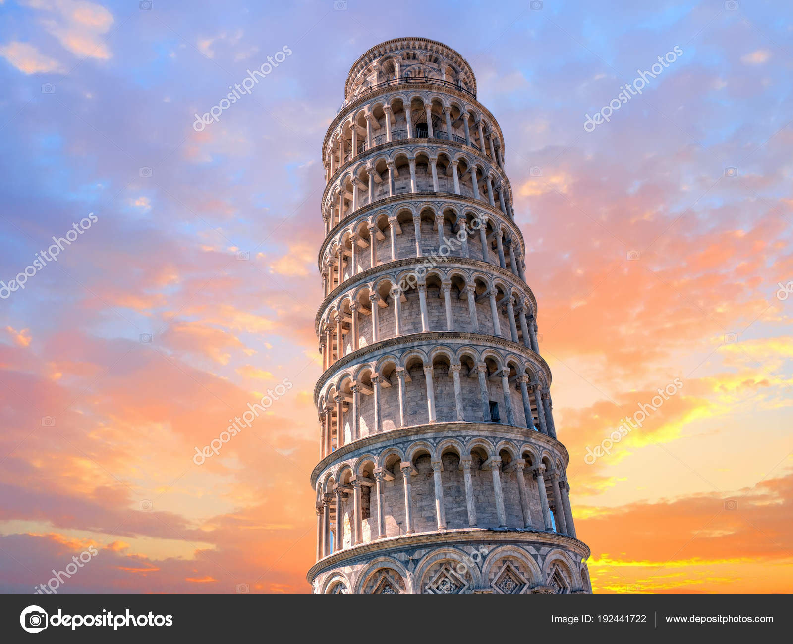 Pisa leaning tower close up detail view at sunset — Stock Photo ...